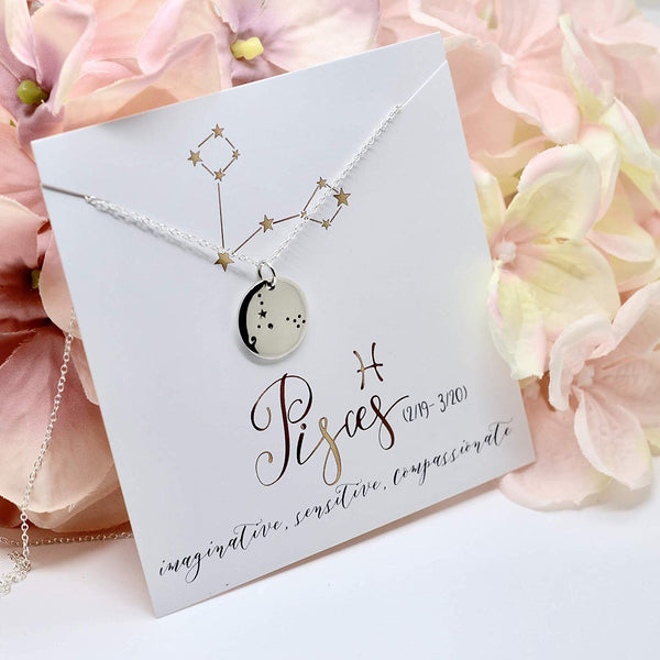 Pisces Zodiac Sign Sterling Silver Constellation Necklace Love It Personalized