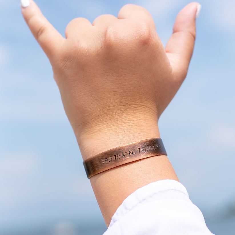GPS Coordinates Copper Cuff Bracelet – Love It Personalized